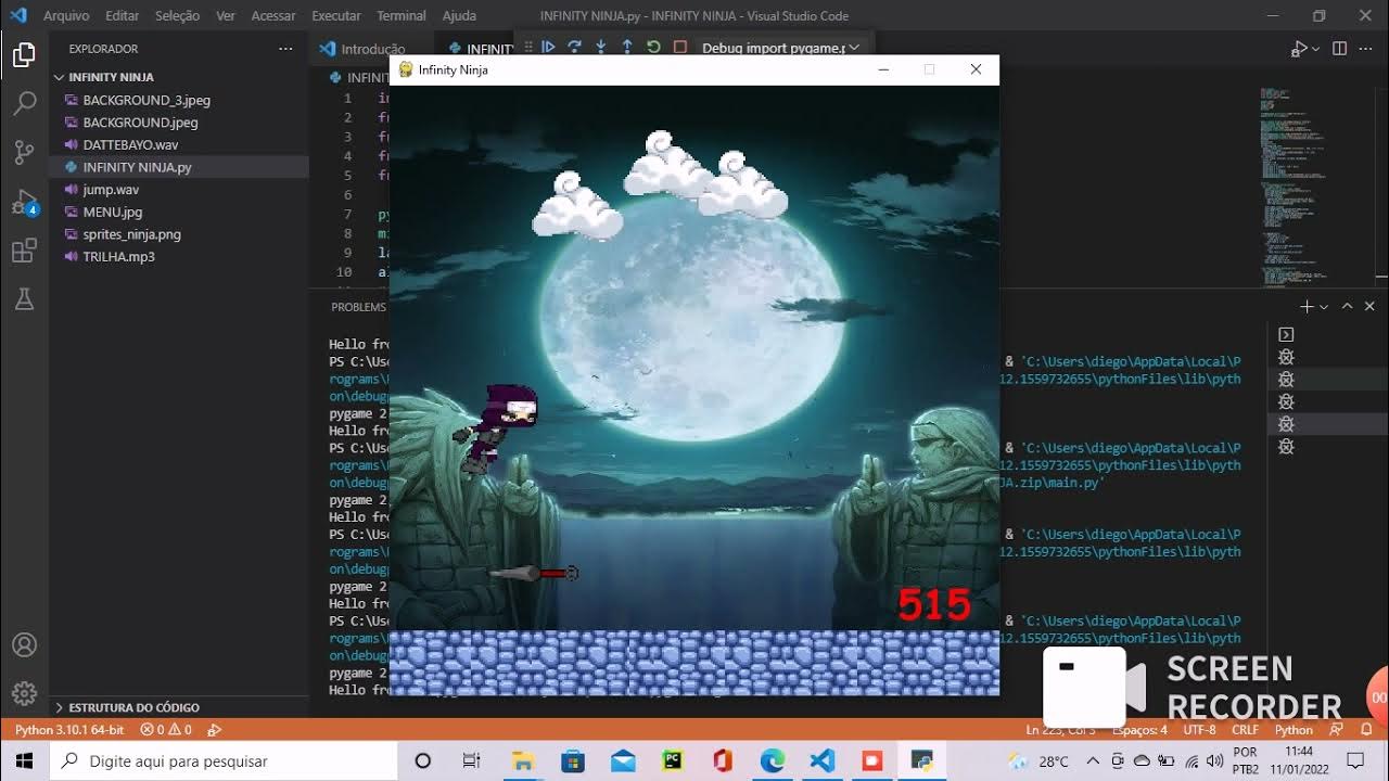 Jogo em Python, utilizando a biblioteca Pygame - YouTube
