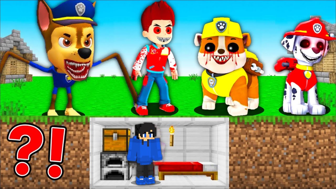 Minecraft Build Secure House Vs PAW PATROL In Minecraft Challenge - YouTube