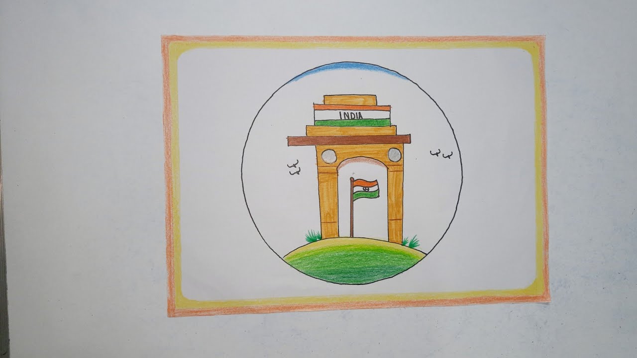India Gate Drawing step by step , easy method @artandcraftprincess ...