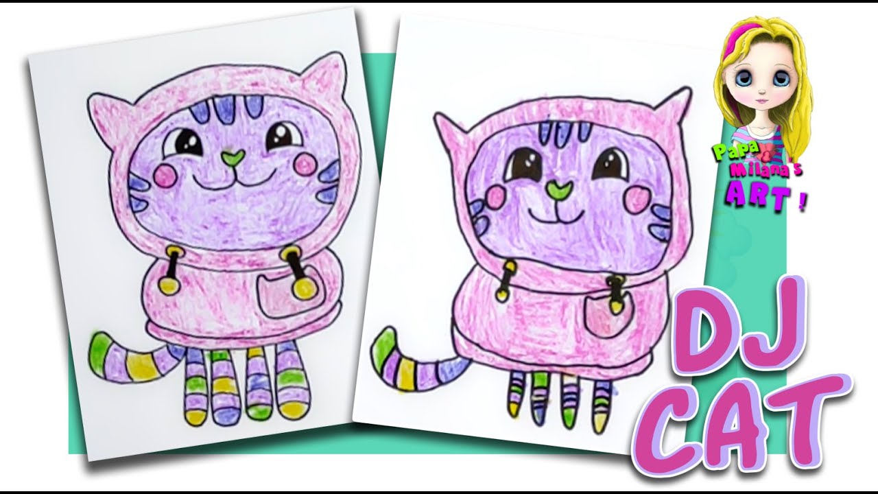 How to draw DJ Cat | Gabby's Dollhouse - YouTube