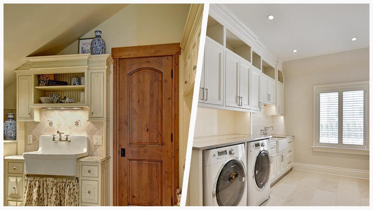 75 Laundry Room With A Farmhouse Sink And Beaded Inset Cabinets Design ...