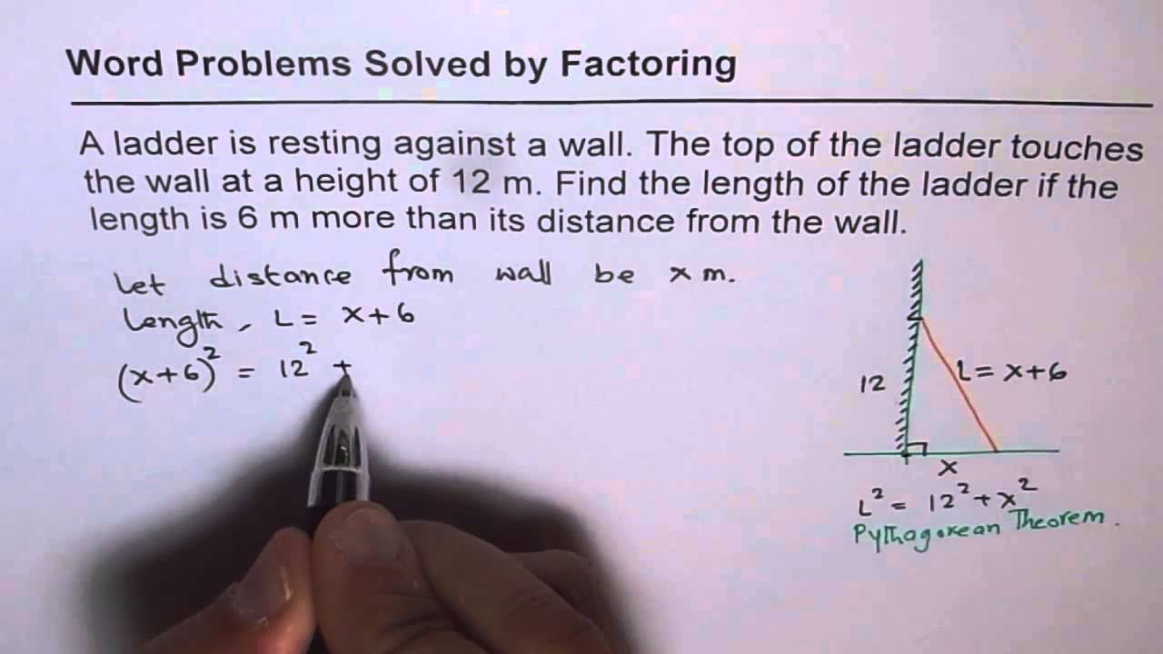 29 Word Problem Length of Ladder Quadratic Equation - YouTube