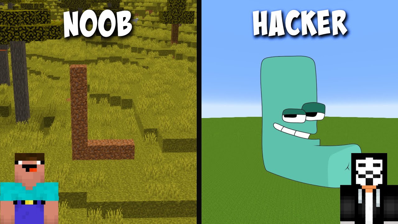 NOOB VS HACKER build ALPHABET LORE letter L in Minecraft ! - YouTube