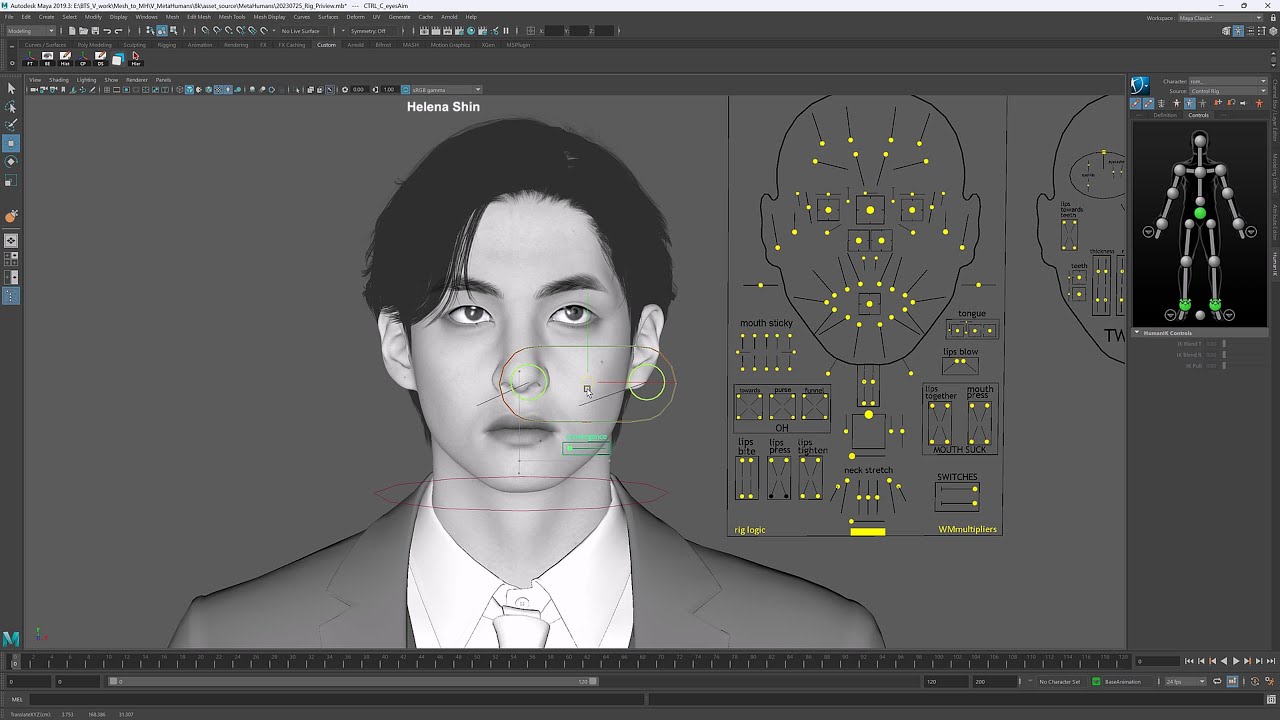 W.I.P - BTS' V (TaeHyung)/ Body and Facial rig test by Helena Shin ...