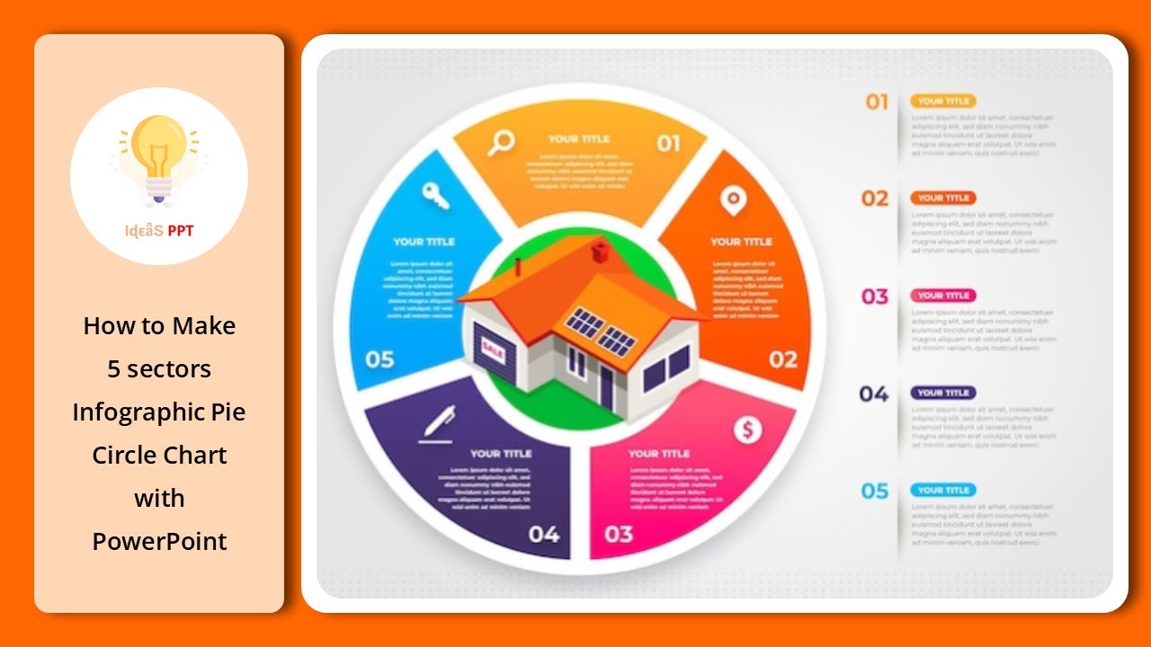 How to Make 5 sectors Infographic Pie Circle Chart with PowerPoint ...