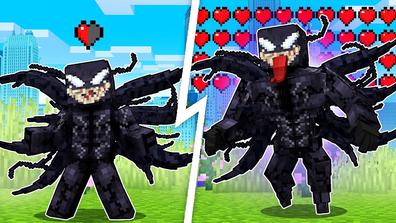 A CADA CORAÇÃO de VIDA O VENOM FICA MAIS FORTE no MINECRAFT - YouTube