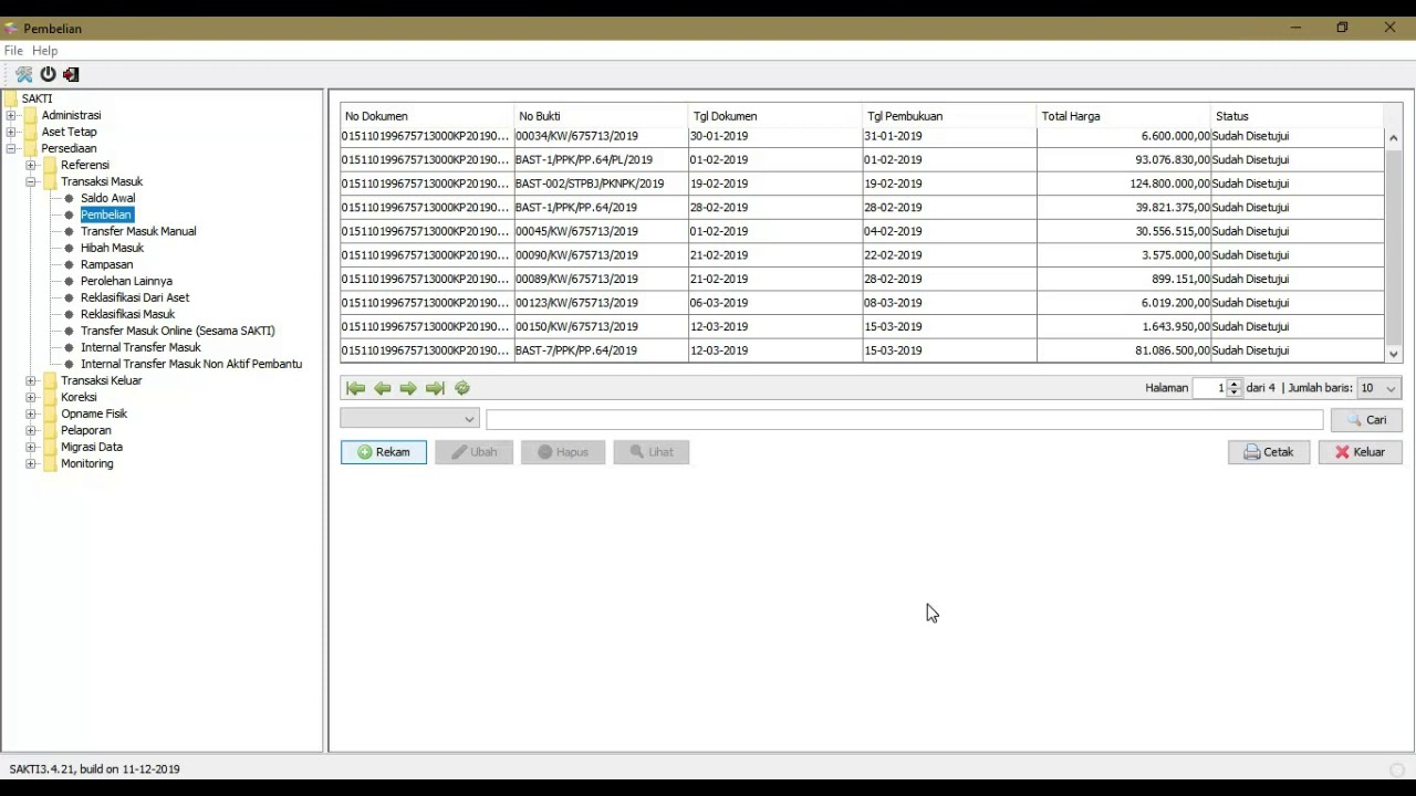 Aplikasi SAKTI Modul Persediaan Seri 4 Transaksi Pembelian - YouTube