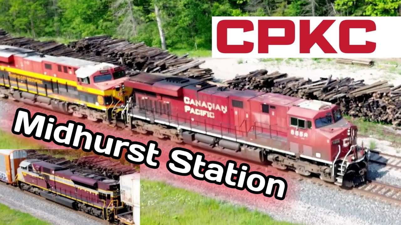 Midhurst Station for CPKC #119 on a nice sunny day. Short fly-over of ...