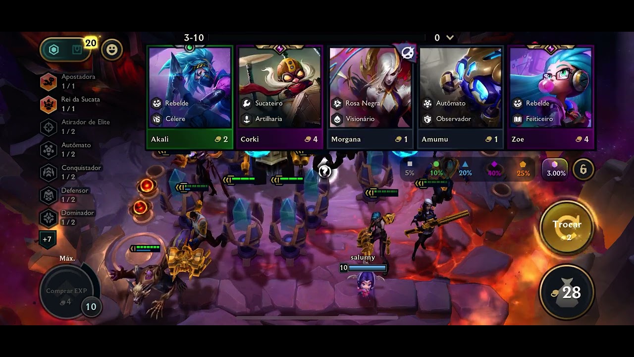 TFT|todos os custos 5 no modo horuja + Com 1600 pontos em conquistador ...