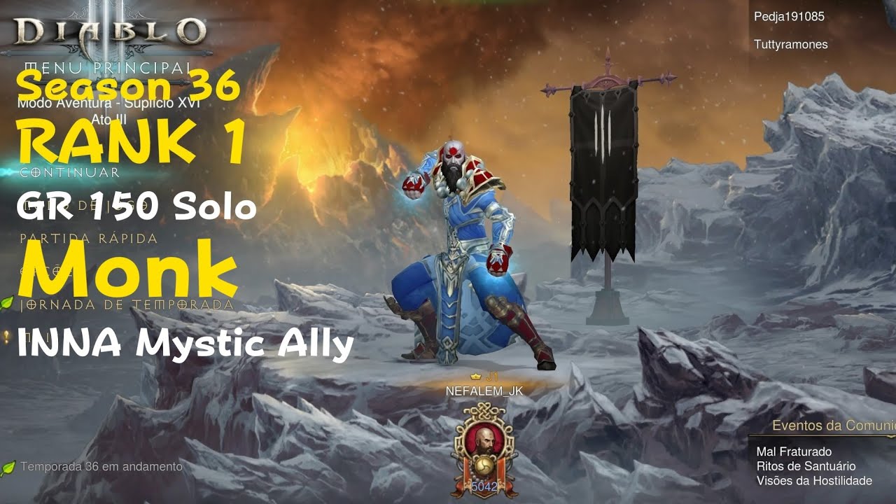Diablo 3 Season 36 RANK 1 Monk INNA GR 150 ( 33 / 42 set ). - YouTube