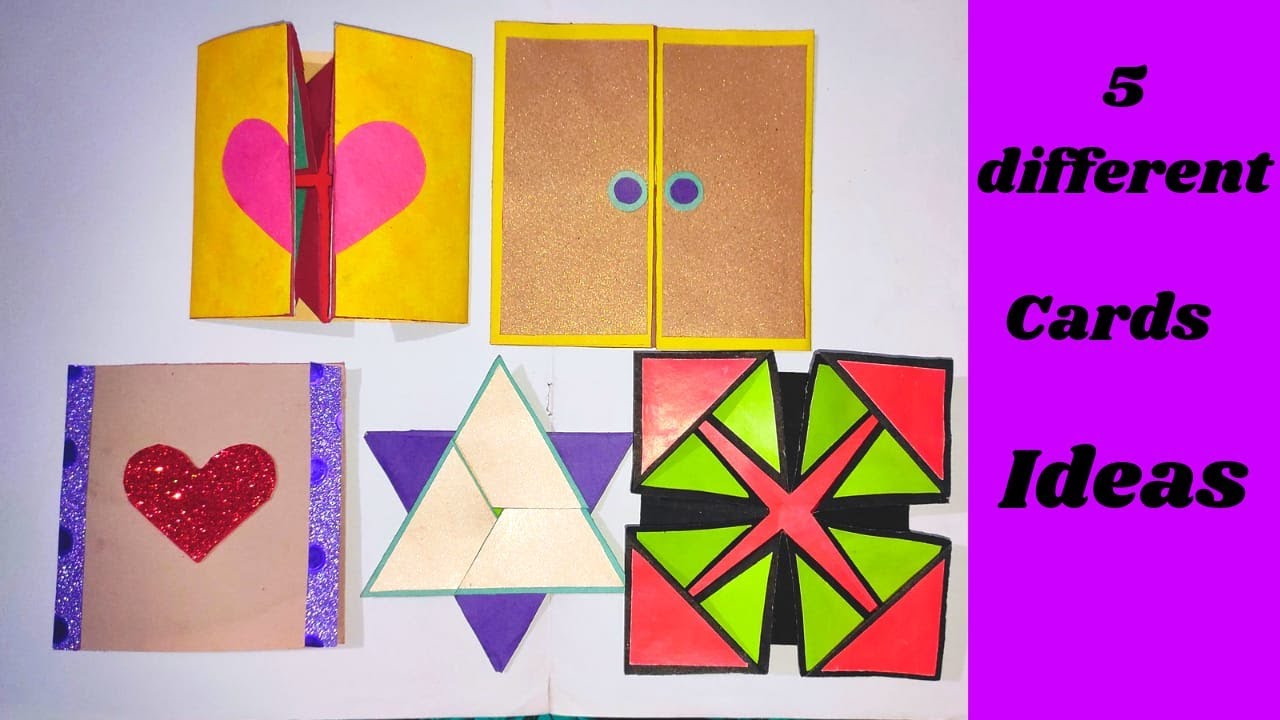 5 different easy cards ideas l How to make cards for scrapbook l ...