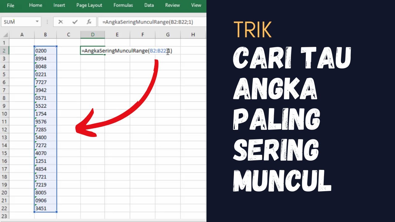 Rumus Excel Mencari Tahu Angka Paling Banyak Muncul atau Keluar - YouTube