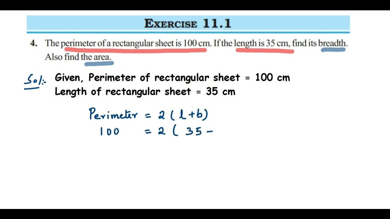 4q ex 11.1 class 7 perimeter and area.The perimeter of a rectangular ...