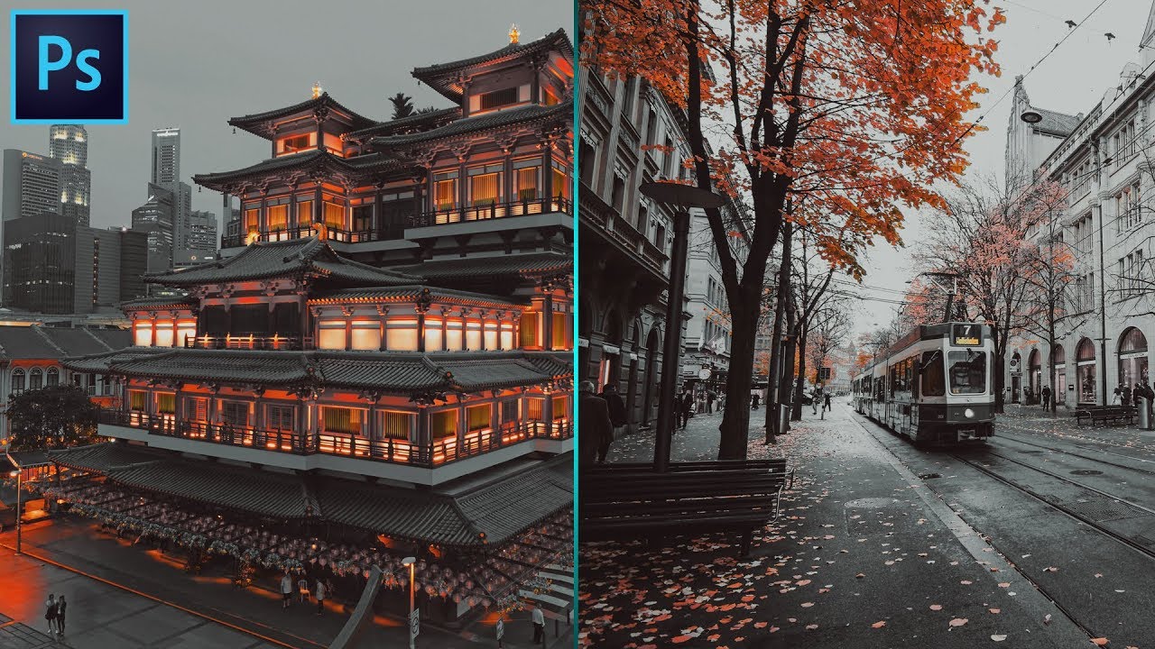 Orange & Grey Color Grading Effect in Photoshop | Photoshop Tutorial ...