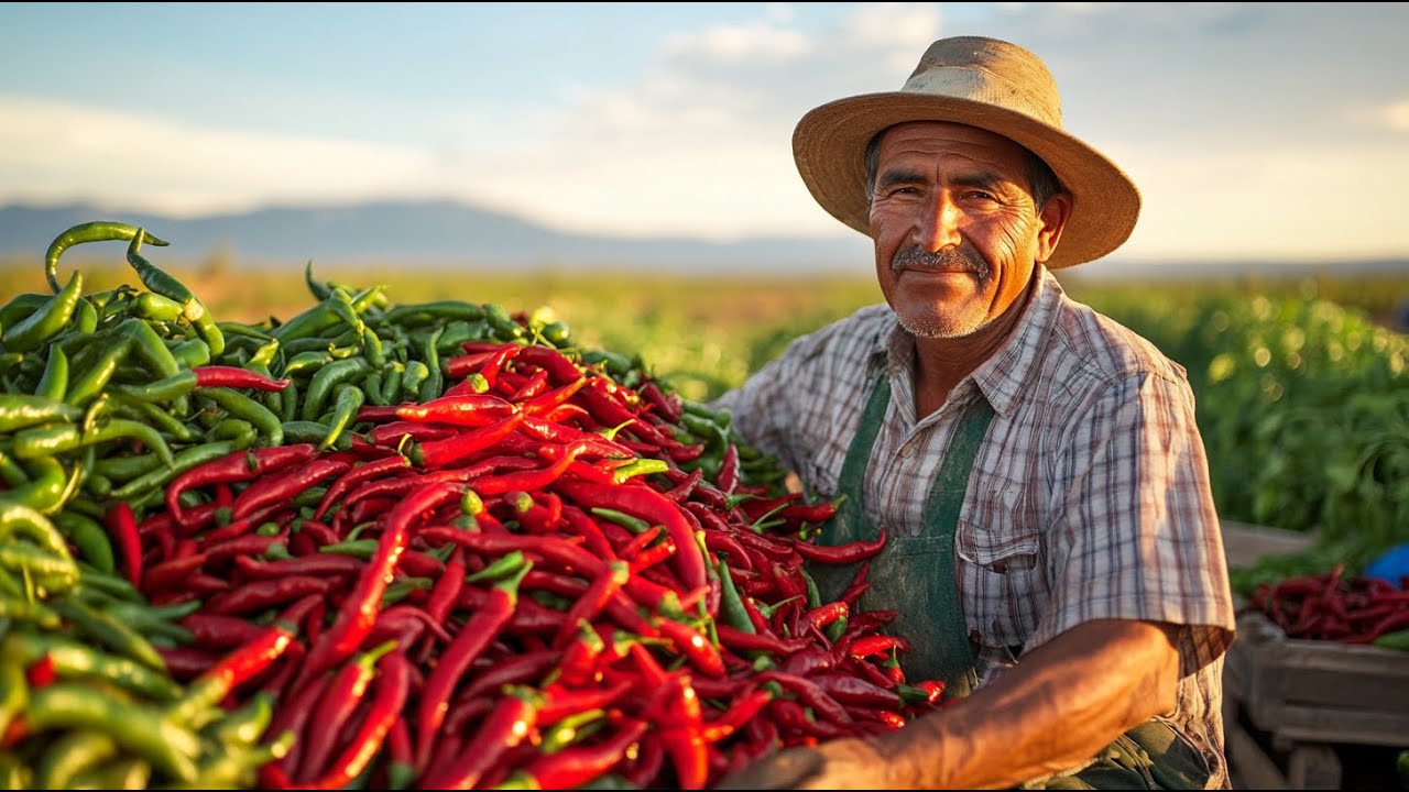 Inside the Chili Pepper Harvest: Farmers Collecting Tons Each Day - YouTube
