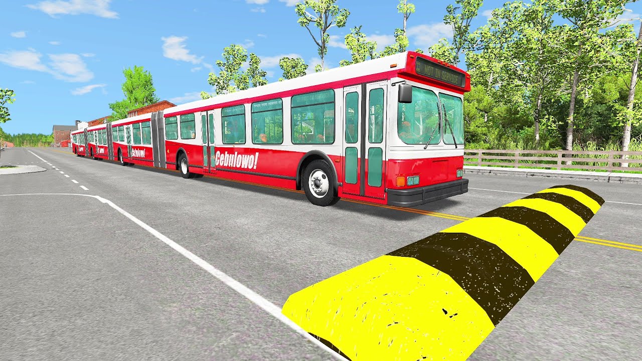 Long Bus, City Bus And School Bus Vs Massive Speed Bumps - BeamNG.Drive ...