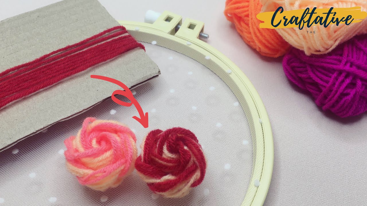 Easy Woolen Shaded Rose Flower Making from Cardboard - Hand Embroidery ...
