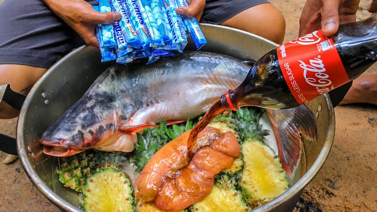 Cooking Fish With Coca Cola and Mentos In the Forest - YouTube