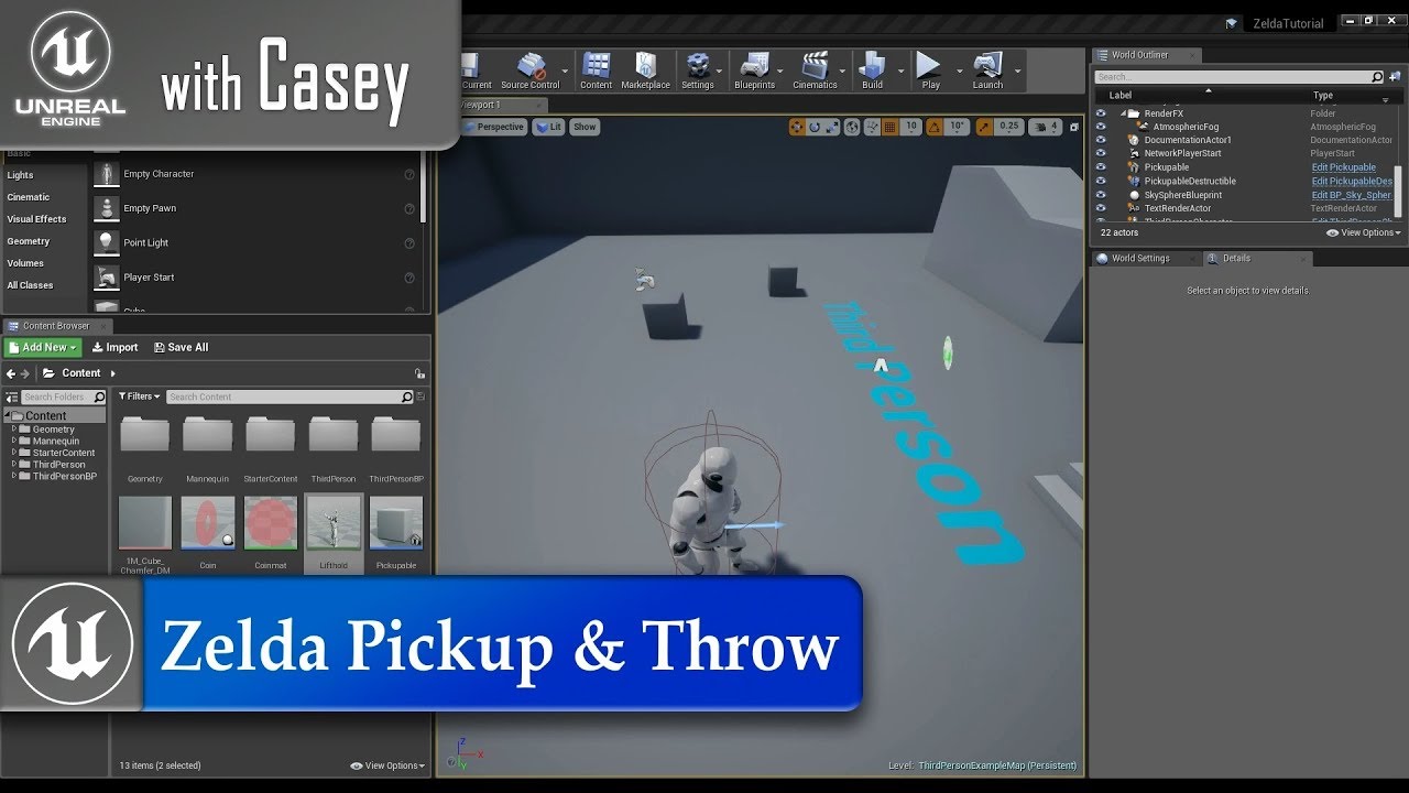 UE4 With Casey - Zelda Style Pickup/Throw Tutorial - YouTube