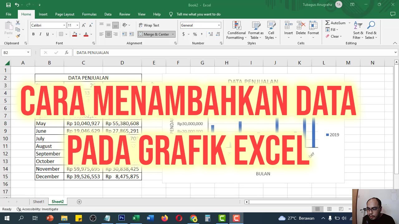 Cara Menambah Data Grafik di Excel - Tutorial Excel 2019 - YouTube
