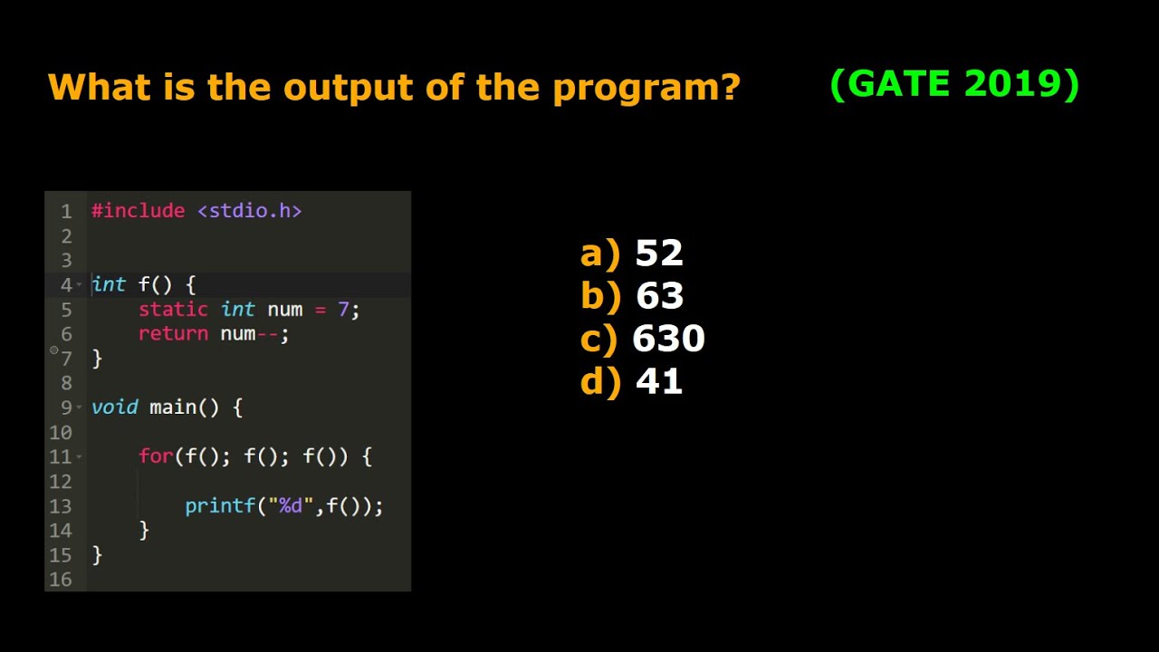 Programming Challenge 6gate2019 Gate Lifetime Function Scope Variable Youtube