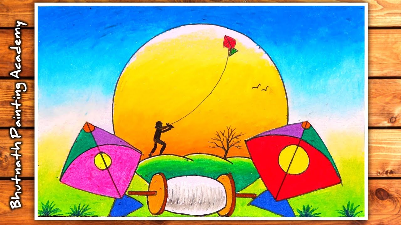 makar sankranti drawing with oil pastel colour - YouTube