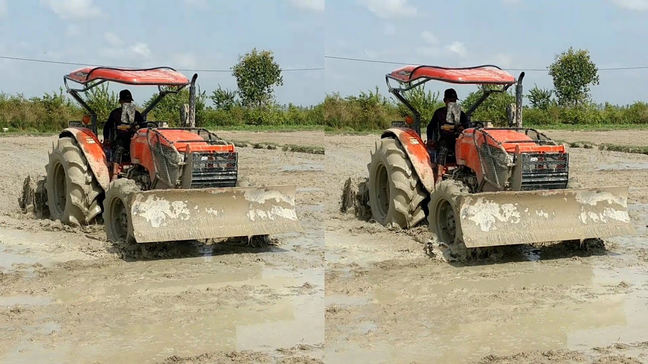 트랙터 Machinery Kubota Tractor Rotavator Equipment VS Mud In Field - YouTube