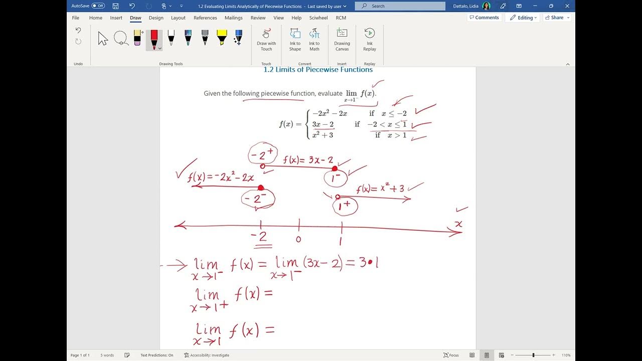 1.2 Evaluating Limits Analytically of Piecewise Functions - YouTube