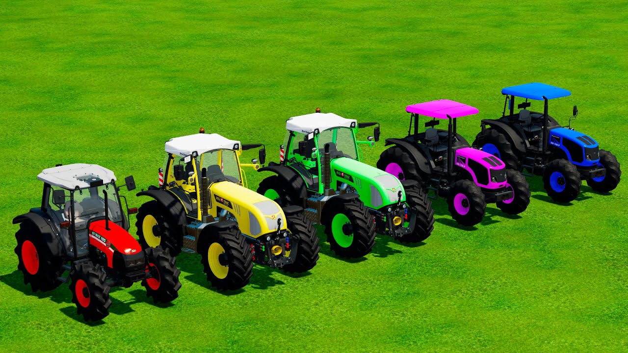 TRANSPORTING FIVE COLOR MINI RIGITRAC, FETOR, LANDINI, JOHN DEERE ...