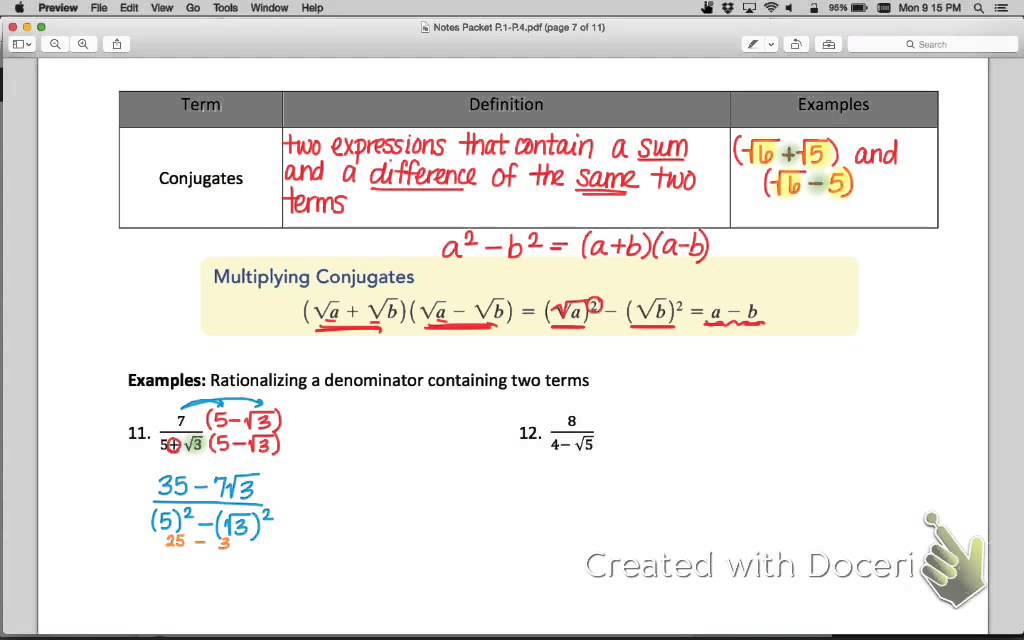 Rationalizing the Denominator Using the Conjugate - YouTube