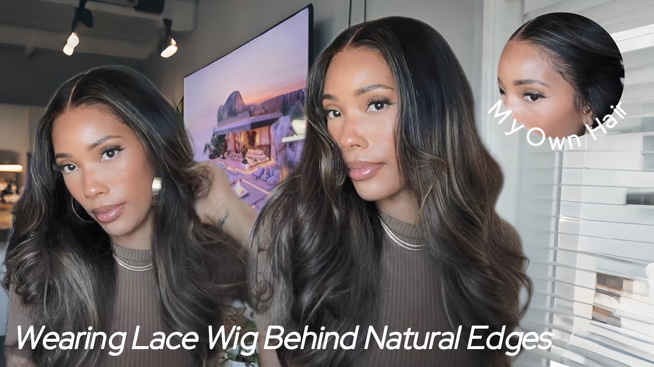 Detailed Tutorial🧾| Wearing Lace Wig Behind Natural Edges | High ...