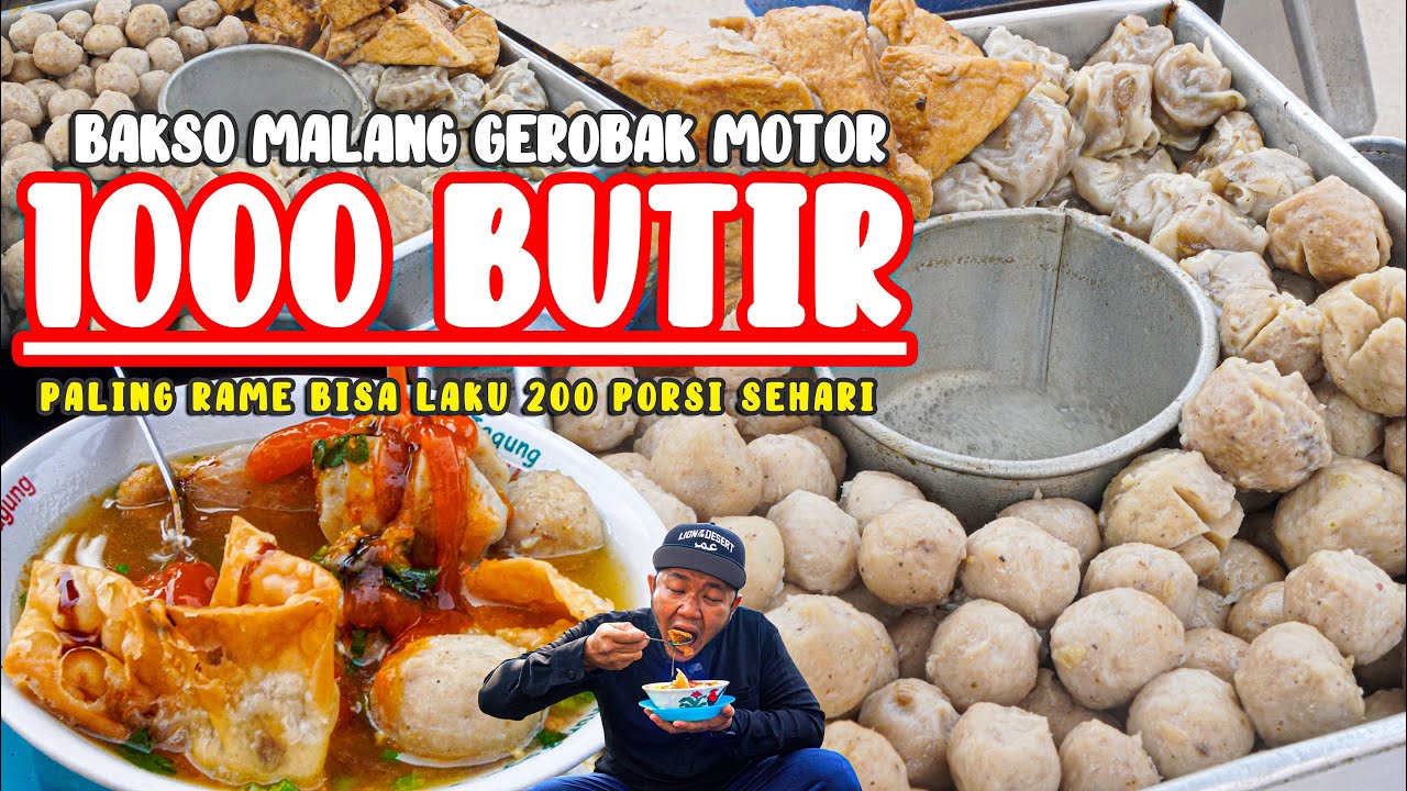BAKSO MALANG PAKE GEROBAK MOTOR SEHARI BISA LAKU SAMPE 200 PORSI ...