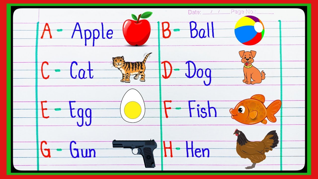 A for apple b for ball/A for apple with spelling/Write abcd to z ...