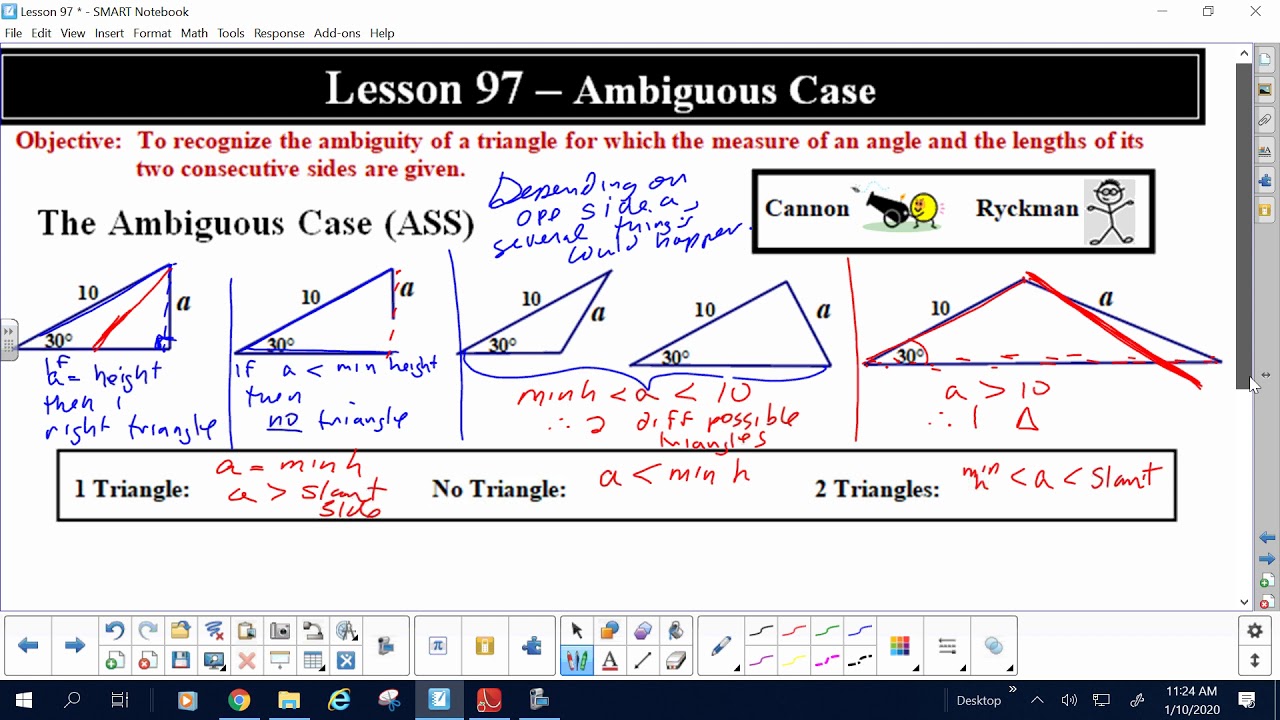 prc97 precalculus ryckman law of sines ambiguous case - YouTube