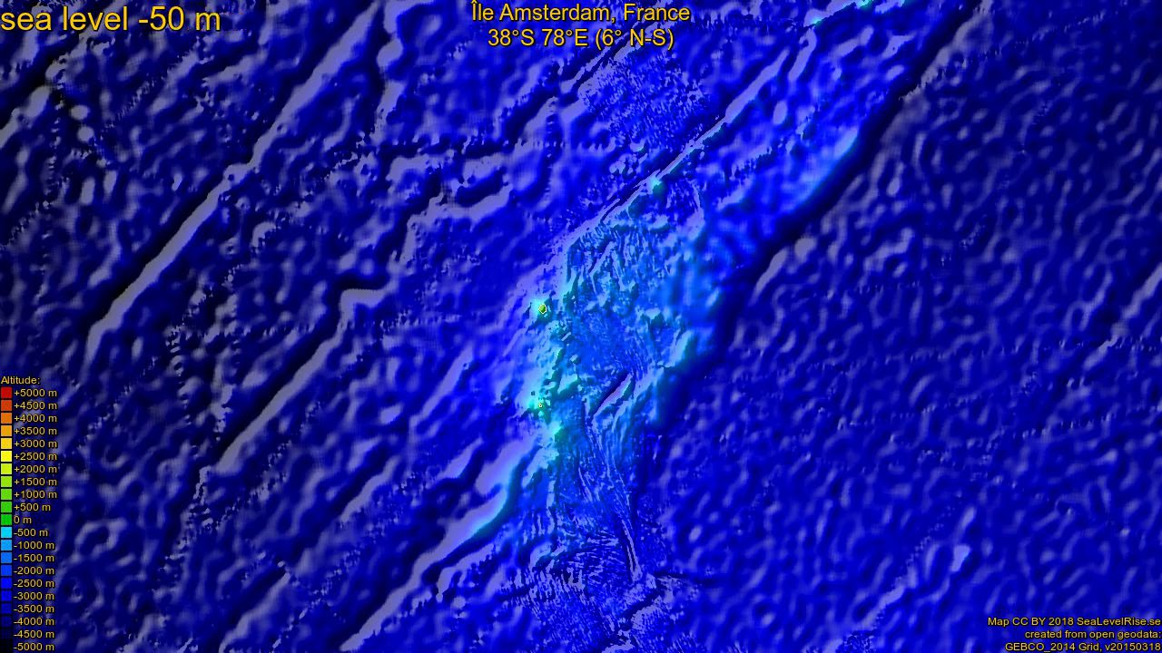 Île Amsterdam, France, sea level rise -135 - 65 m - YouTube