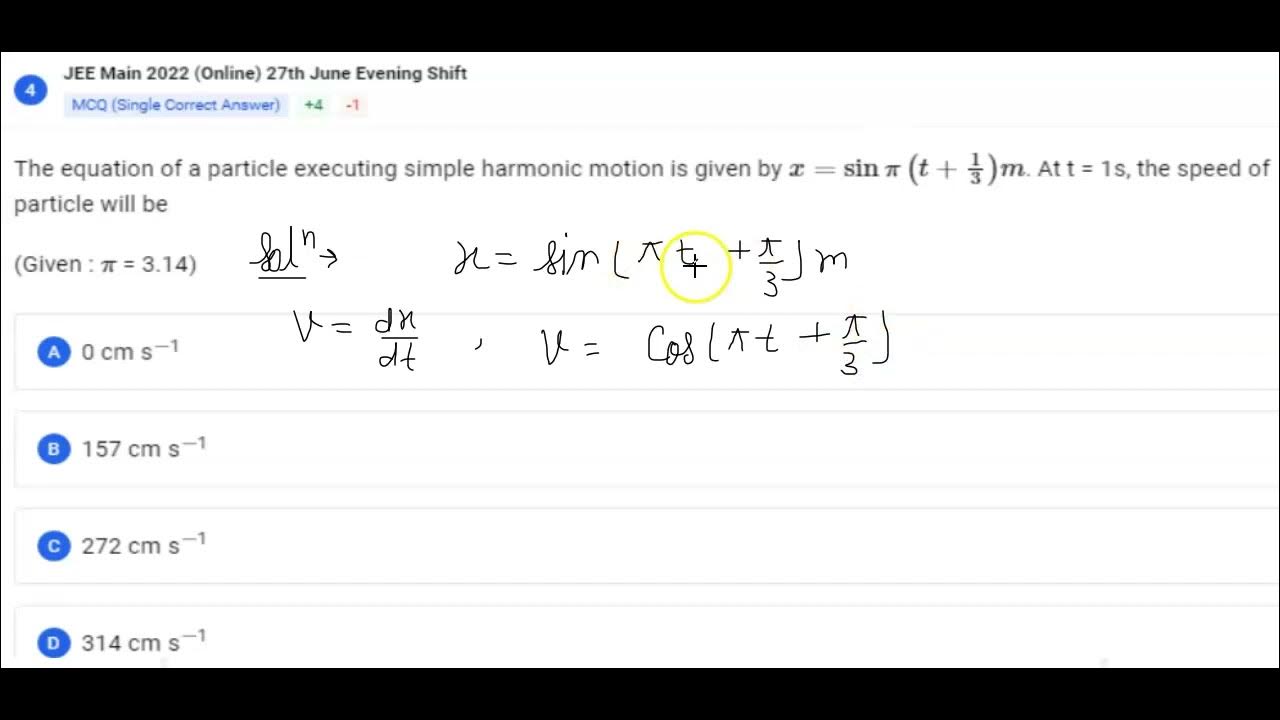 the equation of particle executing simple harmonic motion is given by | SHM pyq by rakesh yadav ...