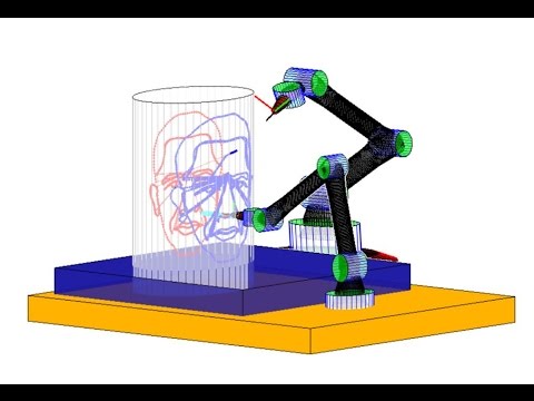Robotic Arm Drawing on a Cylinder with Impedance Control MATLAB - YouTube
