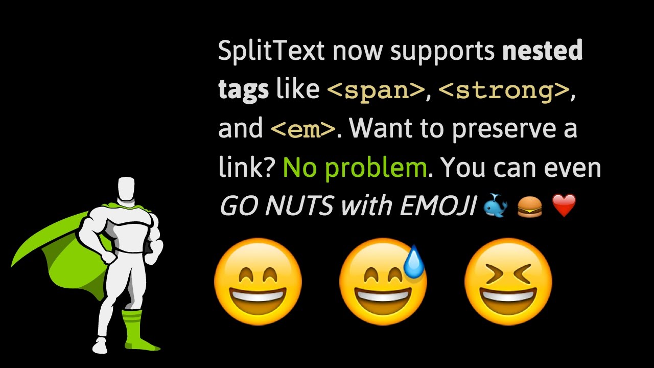 SplitText Update: Nested elements and emoji - YouTube