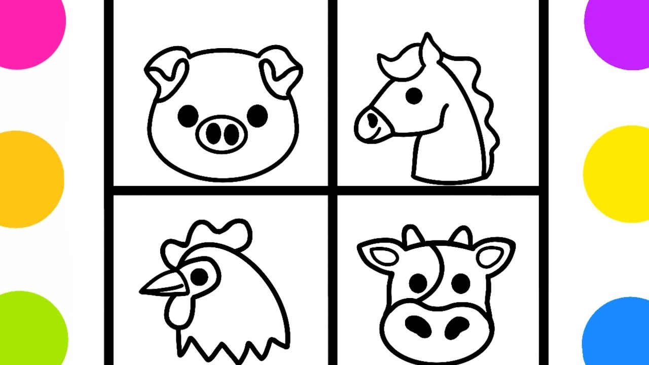 How to draw farm animals step by step 🐖 🐄 🐔 🐎 - YouTube