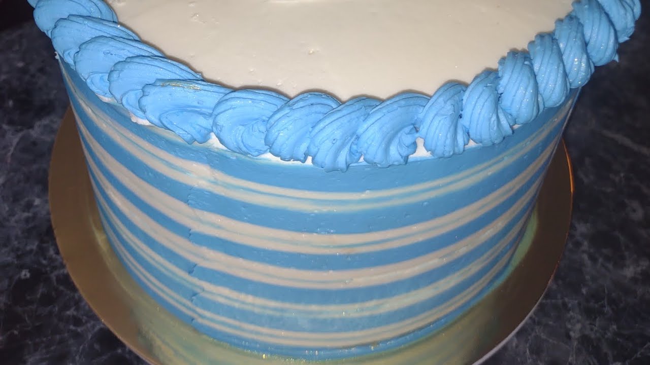 Blue and white buttercream cake - YouTube
