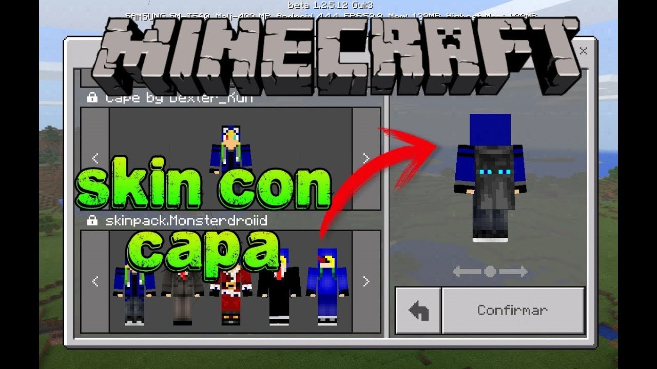 Como tener skin con capa para minecraft 1.2.5.12 - YouTube