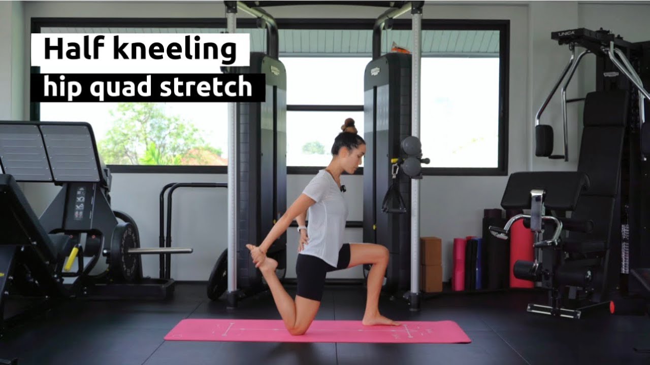 Half kneeling hip quad stretch - YouTube