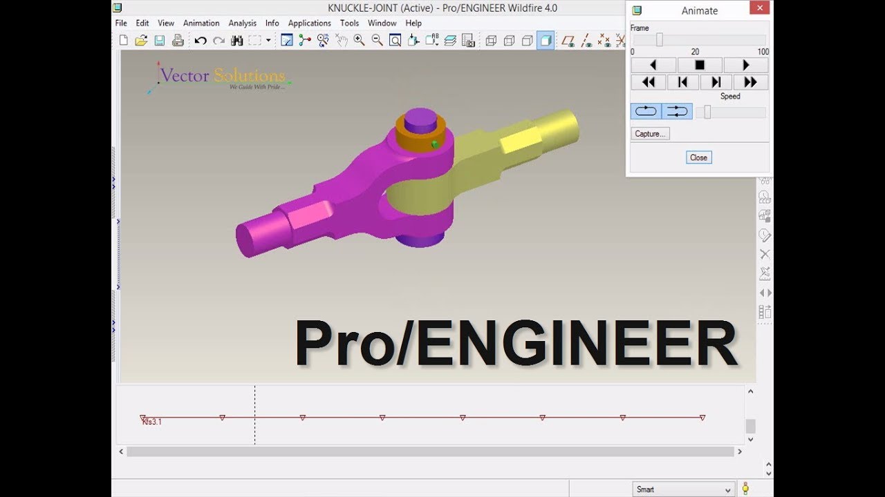 KNUCKLE JOINT Animation in Pro/Engineer - YouTube