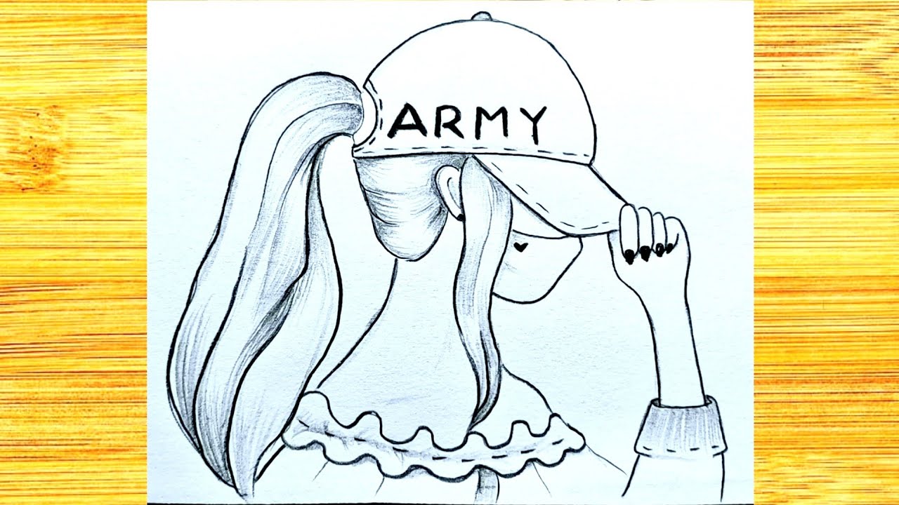 How to draw a girl with a BTS hat / Simple drawing for beginners - YouTube