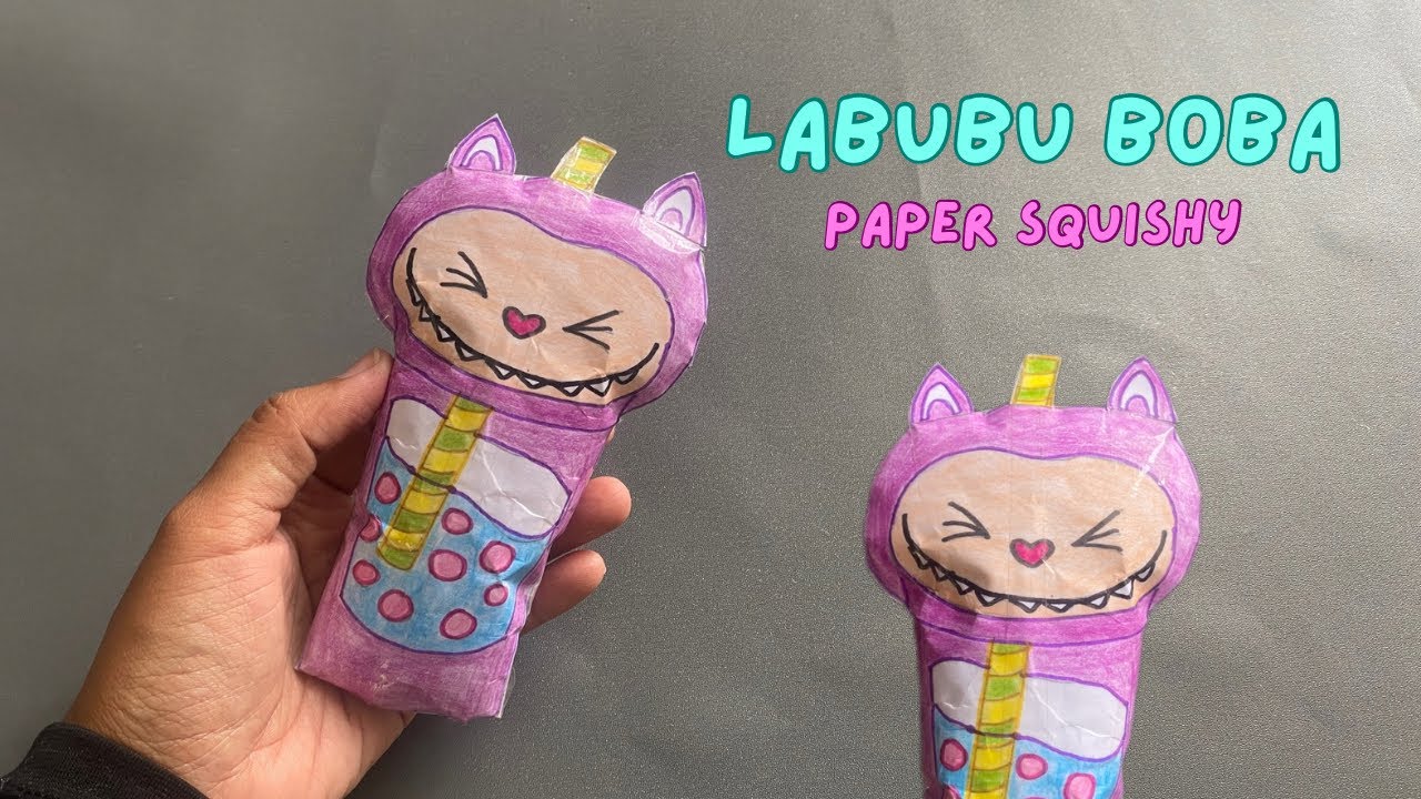 TUTORIAL LABUBU BOBA PAPER SQUISHY - how to make labubu paper squishy # ...
