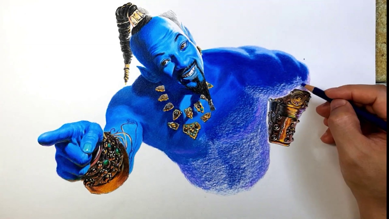 aladdin (2019) : 알라딘 지니 그리기 - Drawing aladdin - Genie (Will Smith Genie ...