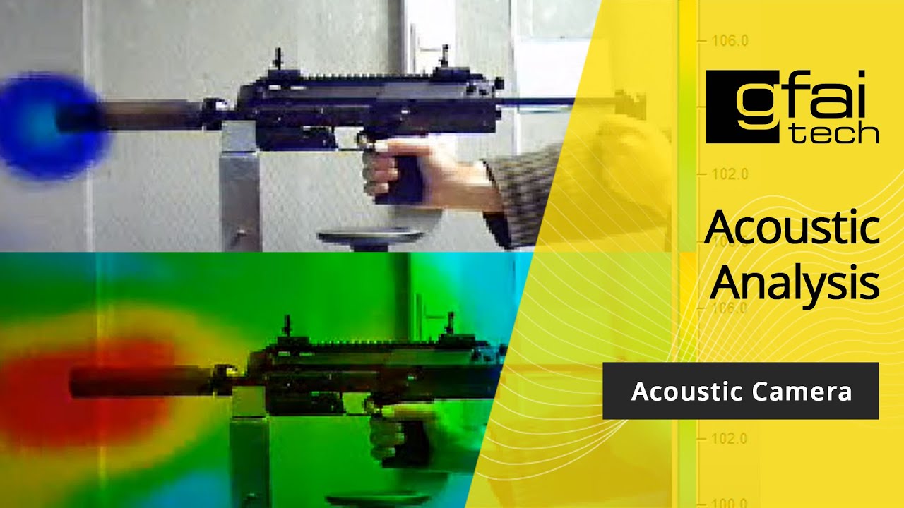 ACOUSTIC CAMERA: Beamforming movie of a shooting MP7 SD gun - YouTube
