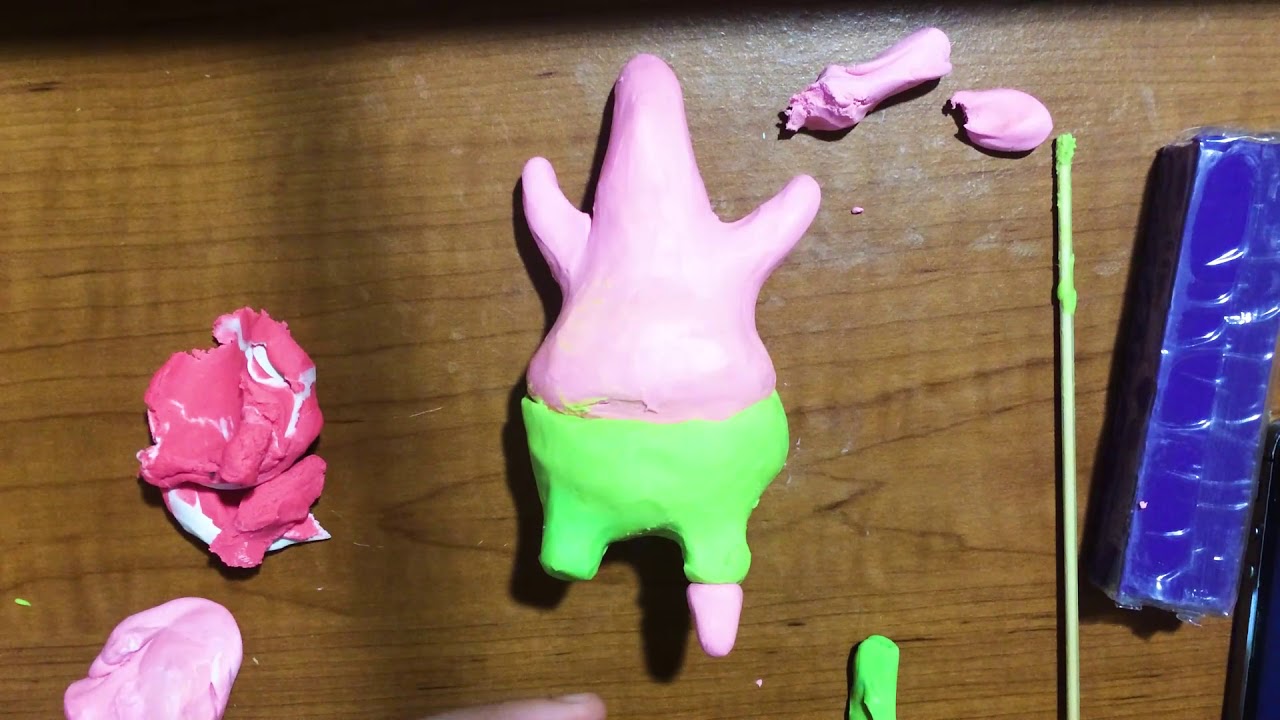 I made Patrick Star with clay - YouTube