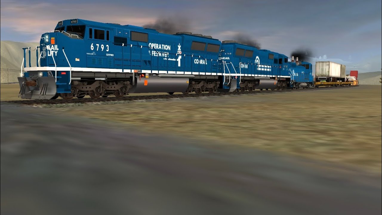 Even More Cursed Conrail Locomotives leads New intermodal cars - YouTube