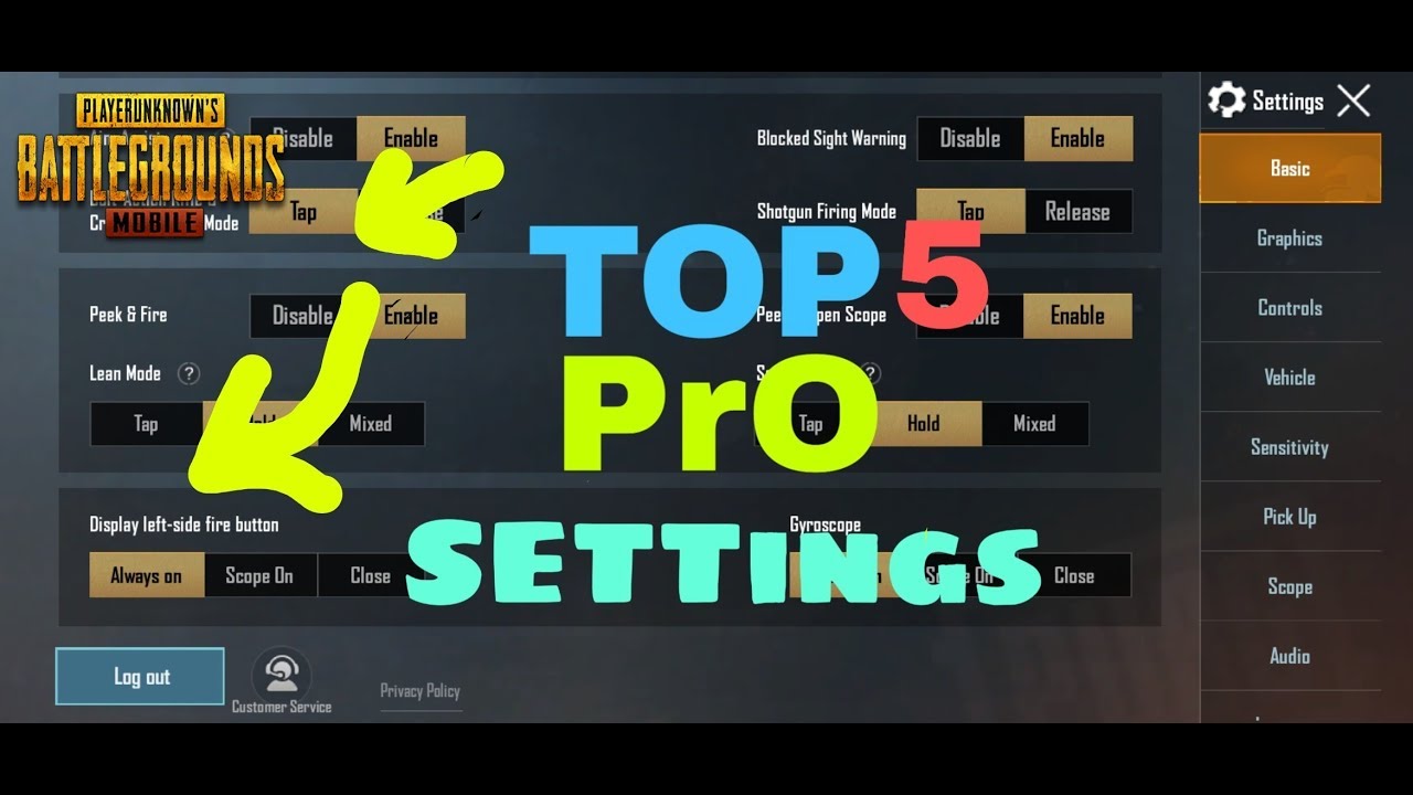 TOP 5 PRO SETTINGS IN PUBG MOBILE IDP CHARLIE GAMER - YouTube